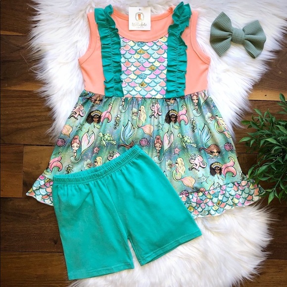 Matching Sets | Mermaid Shorts Set Girls Sizes Exclusive Limited ...